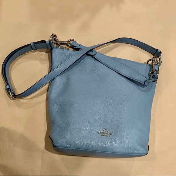 Coach | Bags | Coach Sky Blue Leather Abby Shoulder Duffle Bag L879 ...